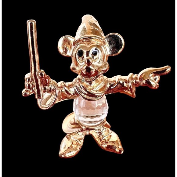 Disney | Art | Vintage Disney Mickey Mouse Crystal Gold Plated Figurine ...